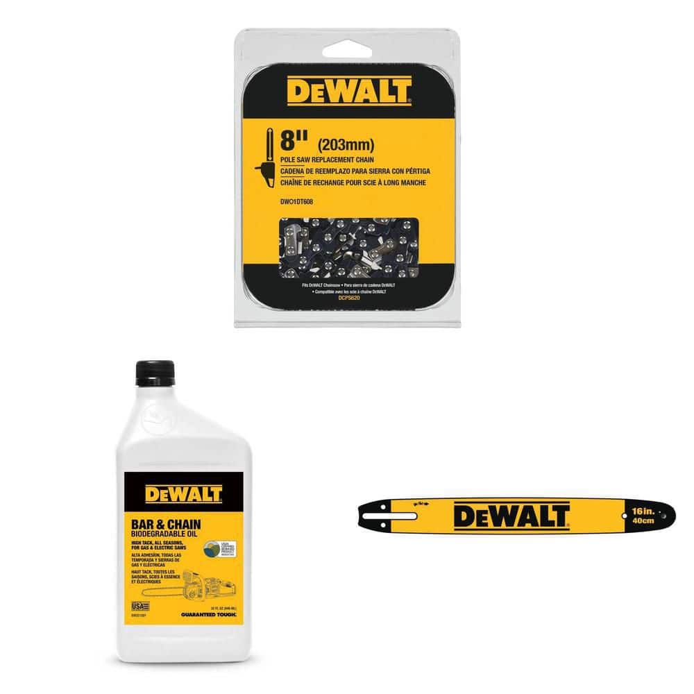 DEWALT 8 in. Pole Pruning Chainsaw Chain (34 Link), 16 oz. Bar and ...