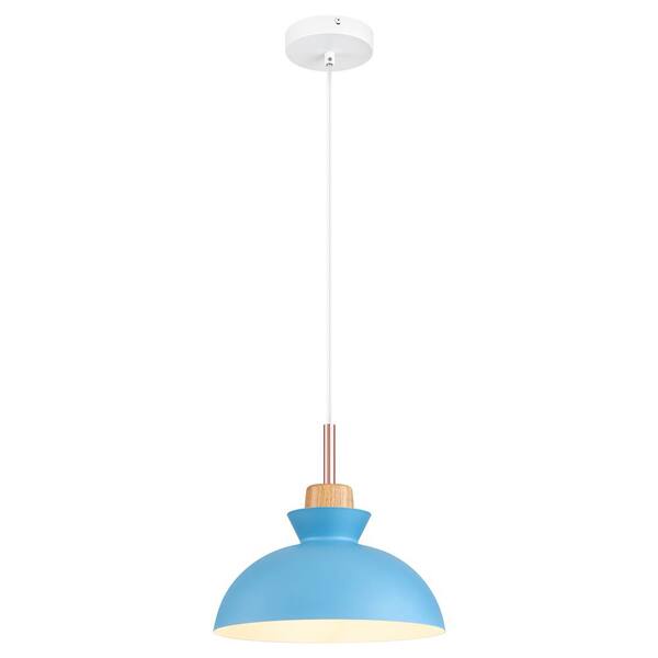 RRTYO Matisse 1-Light Azure Blue Single Dome Pendant Light with Metal ...