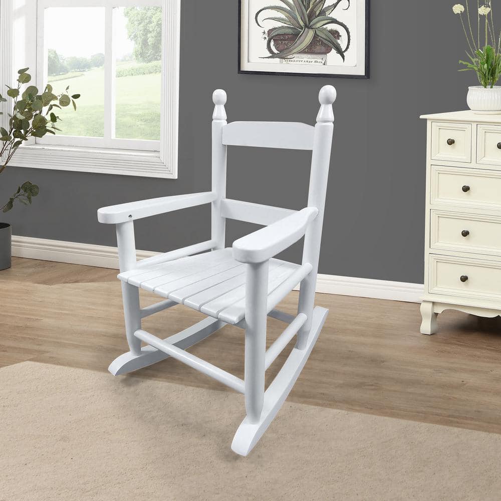 AUTMOON Children's Wood Indoor Outdoor Rocking Chair, White W49536076 ...