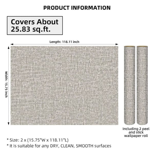 GOGEXX 2-Rolls Gray Peel and Stick Vinyl Wallpaper Roll, Adhesive ...