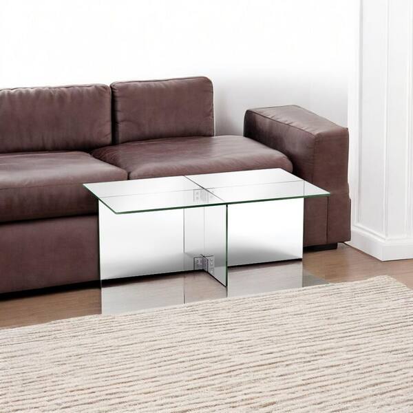 HomeRoots 24 in. Clear Rectangle Glass Coffee Table 2000521003 - The ...