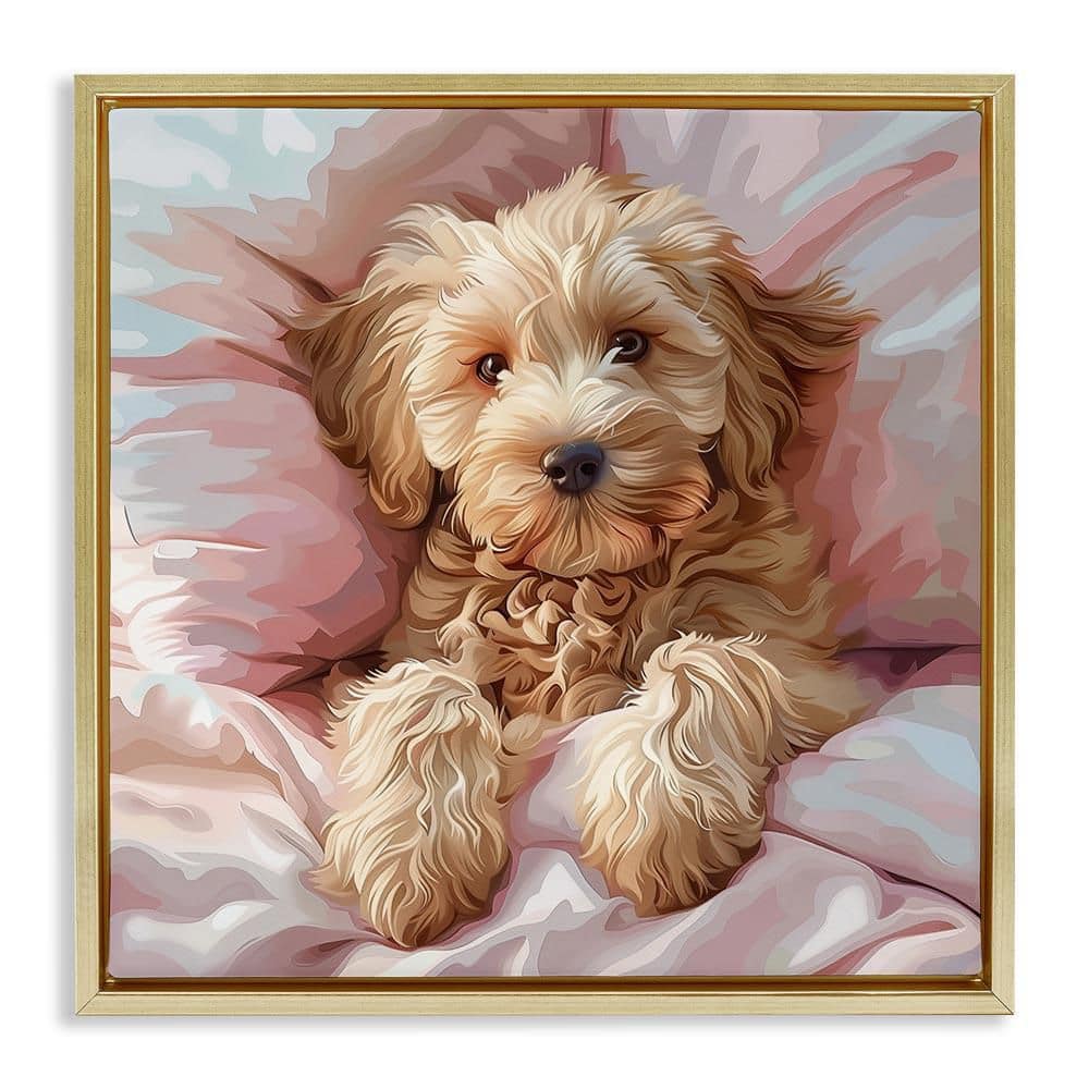 Stupell Industries Cuddling Labradoodle Bed by Jim Baldwin Gold Floater ...