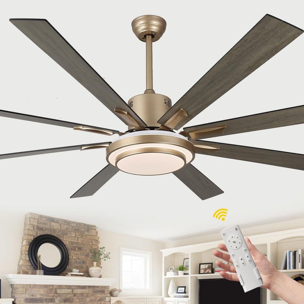 Oaks Aura Areo72 in. Indoor Modern French Gold Ceiling Fan with LED ...