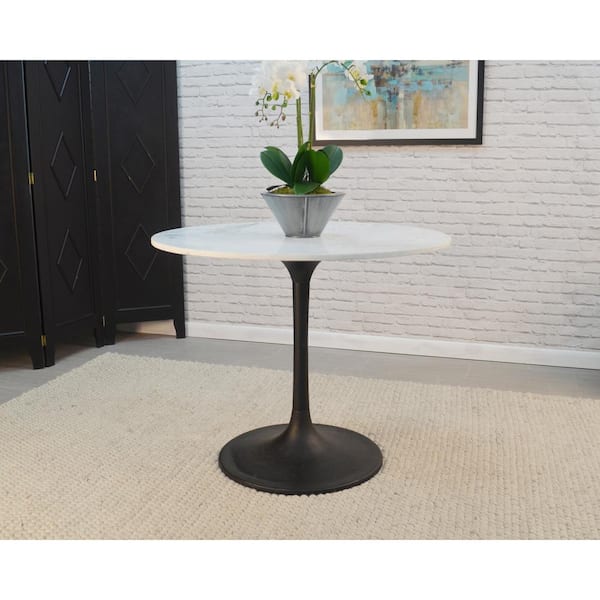 36 in. Enzo Black Round Marble Top Dining Table MT3636 BLK The Home Depot