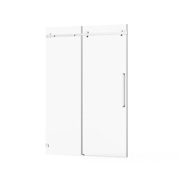 LIVACA 48 in. W x 72 in. H Sliding Frameless Shower Door in Chrome ...