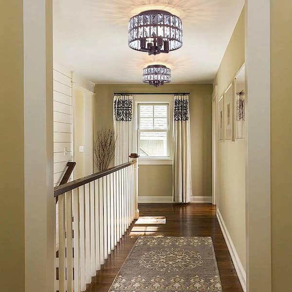 Rviezza Modem 11.22 in. 4-light Crystal Flush Mount Ceiling Light ...