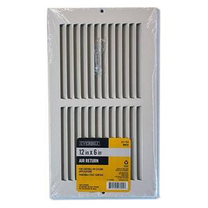 Everbilt 12 in. x 4 in. Steel Return Air Grille in White 71-11204WH ...