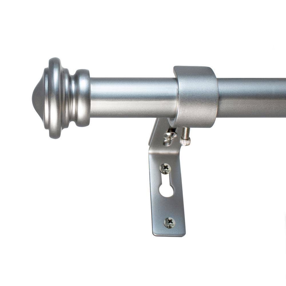 Decopolitan 72 in. - 144 in. Single Curtain Rod in Antique Silver with ...