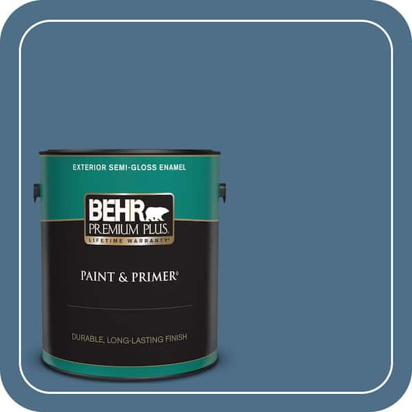 BEHR PREMIUM PLUS 1 gal. #570D-6 Neptune Blue Semi-Gloss Enamel ...