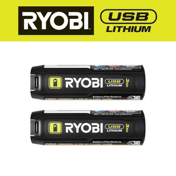 RYOBI USB Lithium 3.0 Ah Lithium-Ion Rechargeable Battery (2-Pack ...