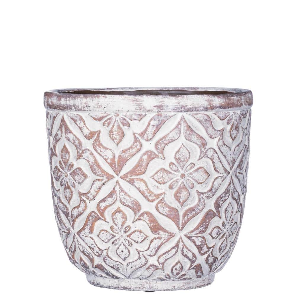 SULLIVANS Round Patterned Concrete Pot CMT1113 - The Home Depot
