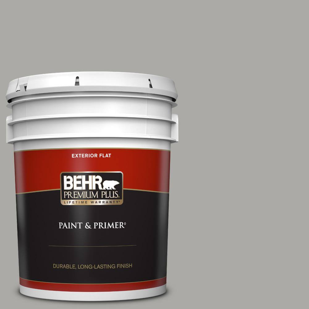 BEHR PREMIUM PLUS 5 gal. #PPU18-14 Cathedral Gray Flat Exterior Paint ...
