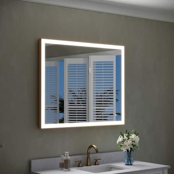 Eoviamne 40 in. W x 32 in. H Rectangular Framed Wall LED Bathroom ...