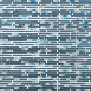 MSI Take Home Tile Sample-Blue Shimmer Chevron 4 in. x 4 in. Glass Mesh ...