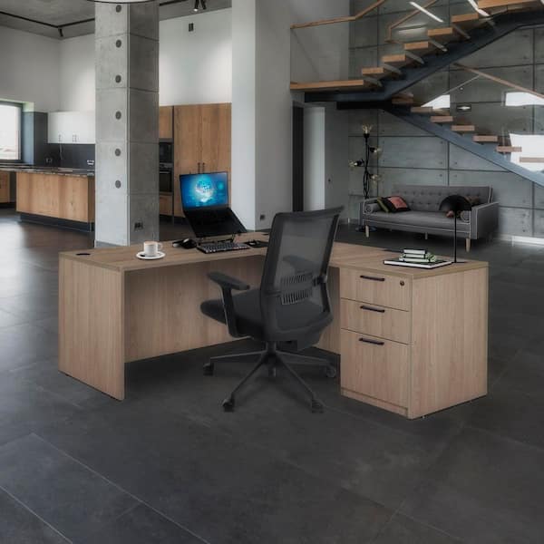 Regency Legacy 71 in x 82 in. Noble Oak L Desk with Single Full ...