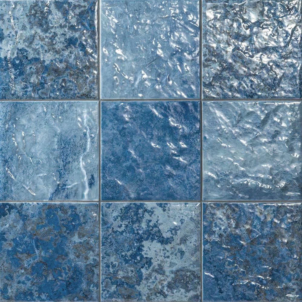 MSI Adelaide Azul 6 in. x 6 in. Glossy Porcelain Wall Tile-Pool Look, 5 ...