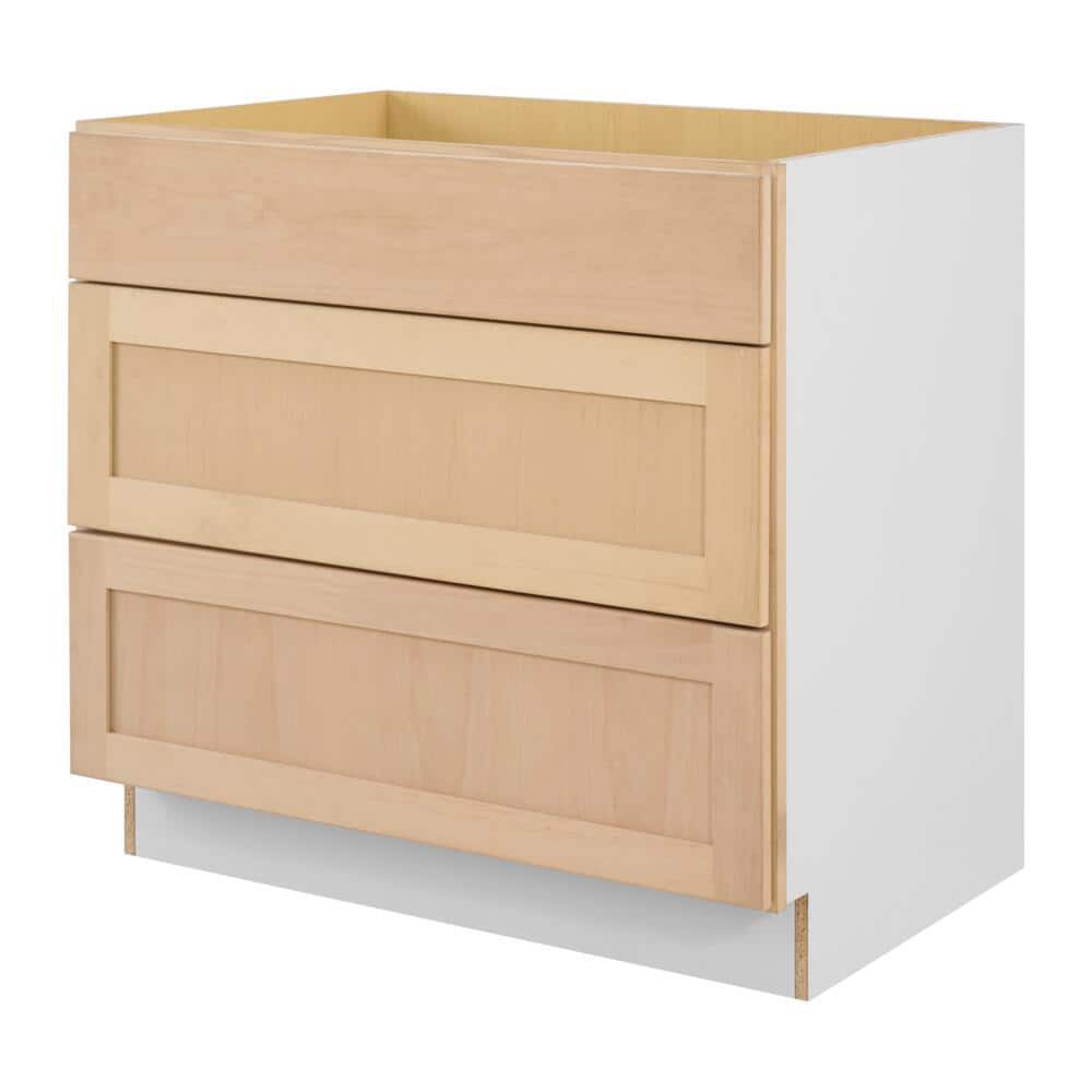 Hampton Bay 36 in. W x 24 in. D x 34.5 in. H Ready to Assemble Drawer Base Kitchen Cabinet in ...