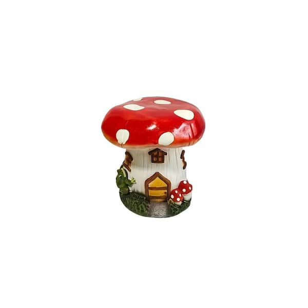 13.4 in. Plastic Mushroom House Garden Stool-Resin Fairy Forest ...