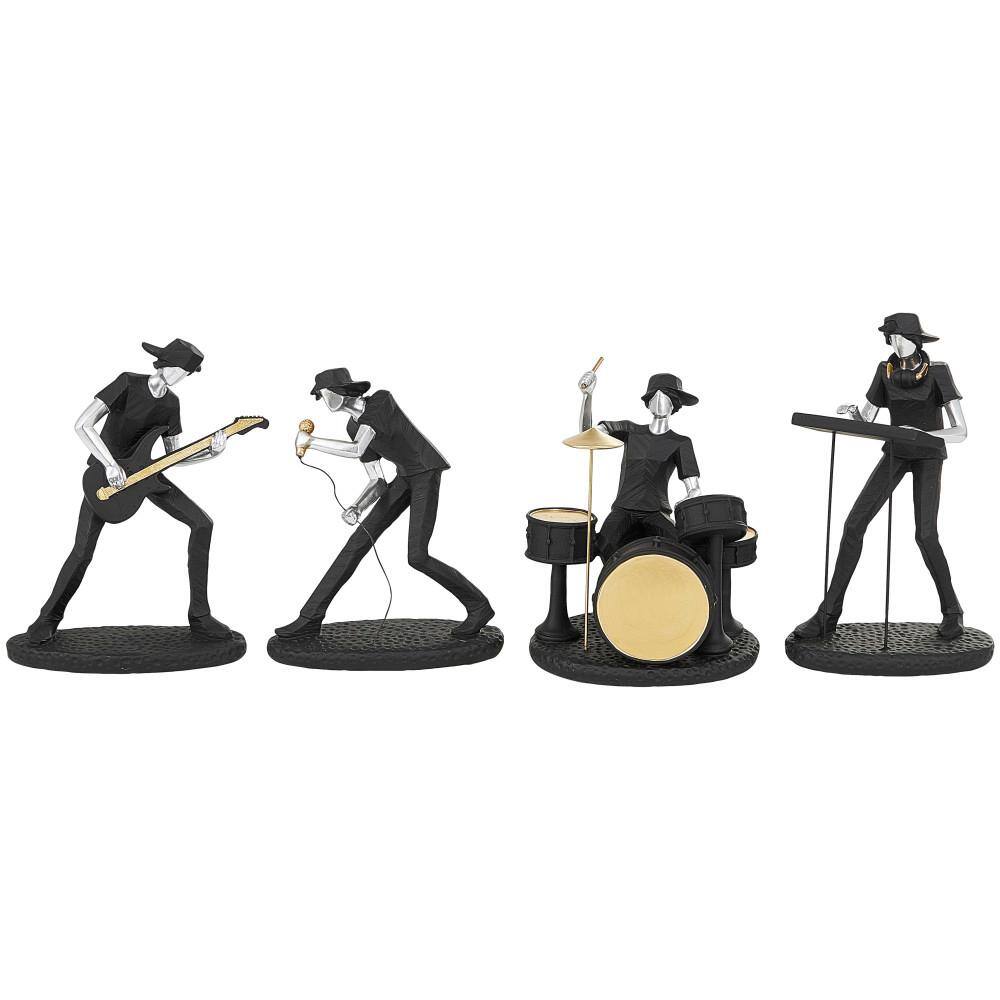 Litton Lane Black Polystone Rock Band Musician Sculpture with Gold and ...