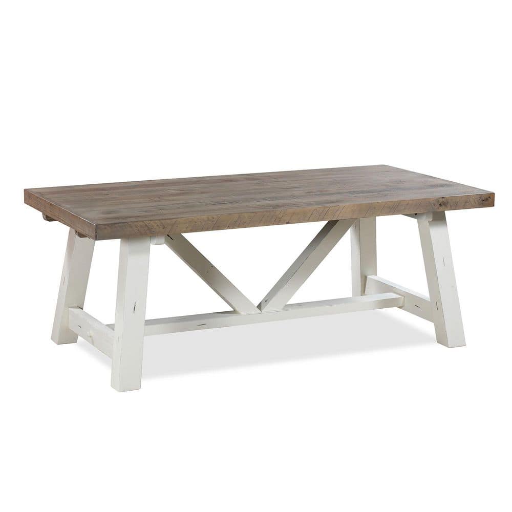 New Heights Jordanelle 78 in. Rectangle Rustic Brown and White Wood Top ...
