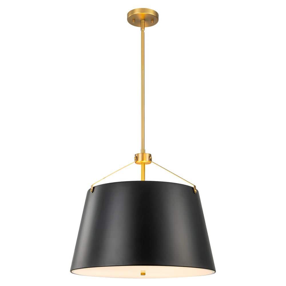 Rennnsan Deonta 3-Light Matte Black Modern Industrial Drum Pendant ...