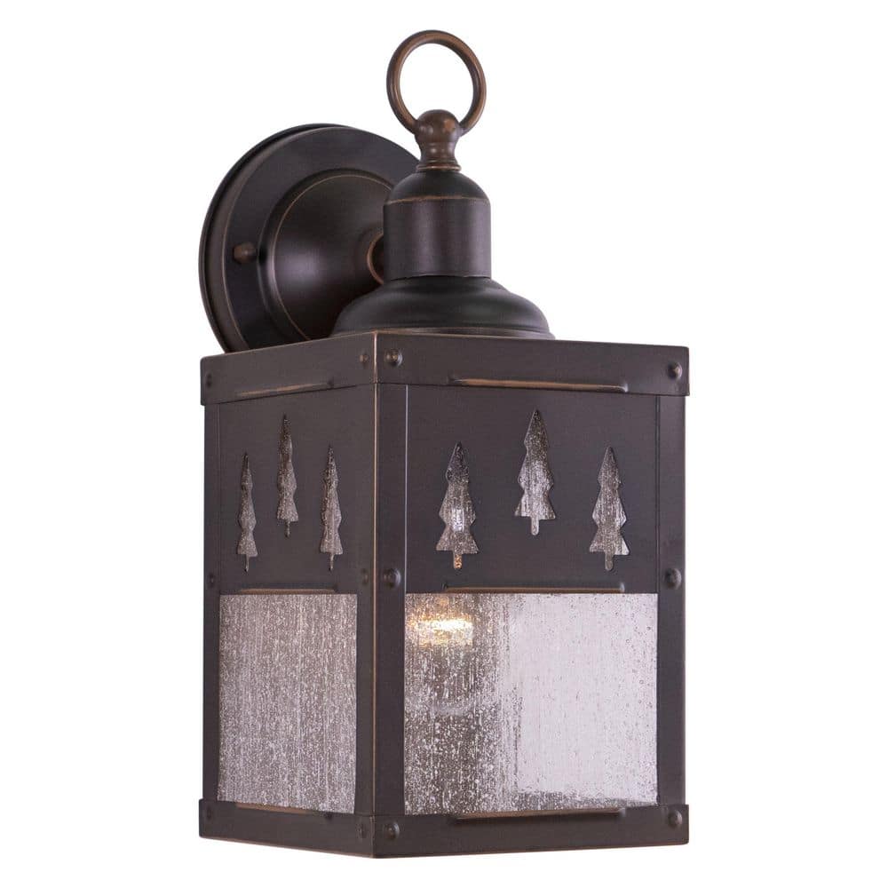 VAXCEL Yosemite 1 Light Bronze Rustic Tree Outdoor Wall Lantern Clear ...