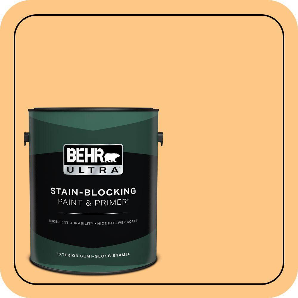 BEHR ULTRA 1 gal. #P240-4 Mango Tango Semi-Gloss Enamel Exterior Paint ...