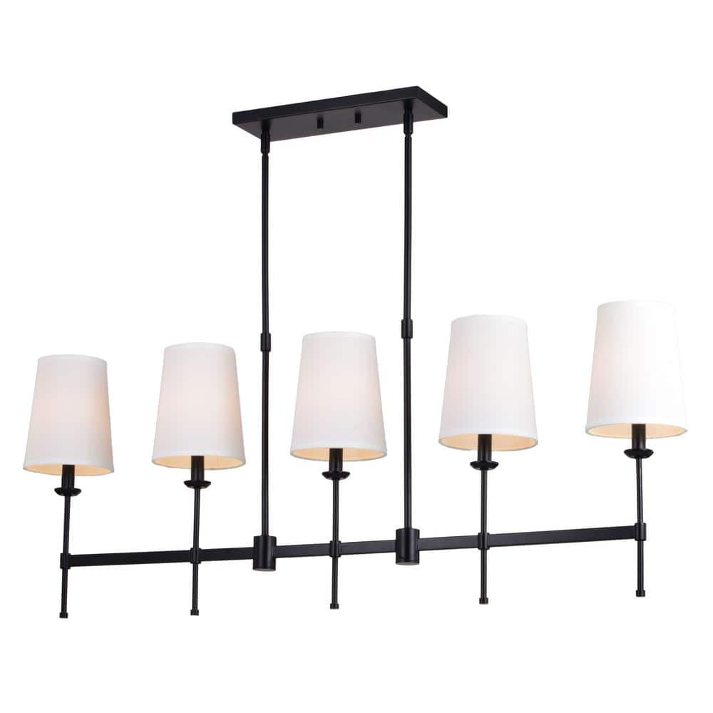 VAXCEL Camden 5-Light Matte Black Linear Chandelier Island Pendant ...