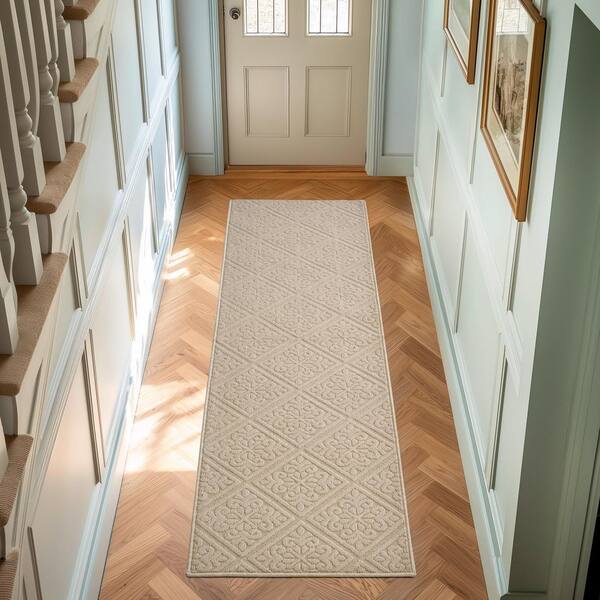 Laura Ashley Austell Solid 2 ft. x 6 ft. Berber Geometric Runner Rug ...