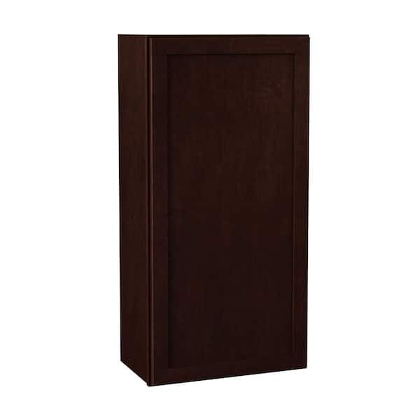 Hampton Bay Shaker 21 in. W x 12 in. D x 42 in. H Assembled Wall Cabinet in Java KW2142-SJM ...