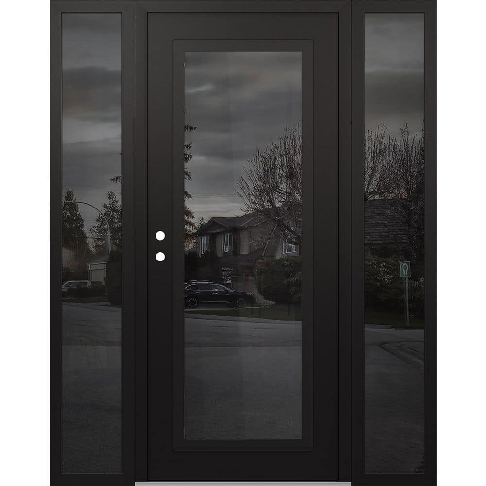 Tessari Doors C1 64 in. x 80 in. Black P Right-Hand/Inswing Mirrored ...