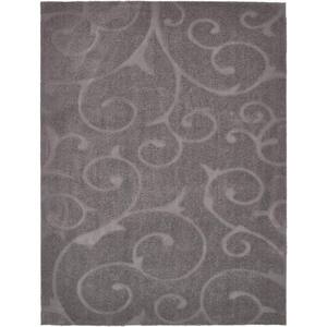 Unique Loom Floral Shag Carved Gray 9' 0 x 12' 0 Area Rug 3133058 - The ...