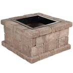 Pavestone RumbleStone 38.5 in. x 21 in. Square Concrete Fire Pit Kit No ...