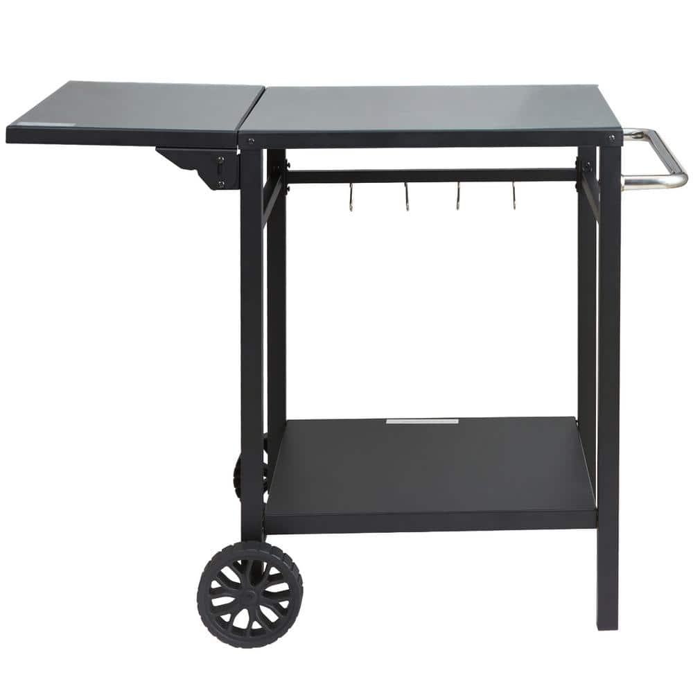 SVOPES Outdoor Grill Dining Cart BBQ Prep Table, Foldable Iron Top ...