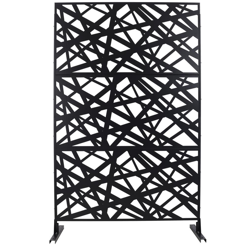 Zeus & Ruta 6.3 ft. H x 4 ft. W Black Metal Privacy Screen Freestanding ...
