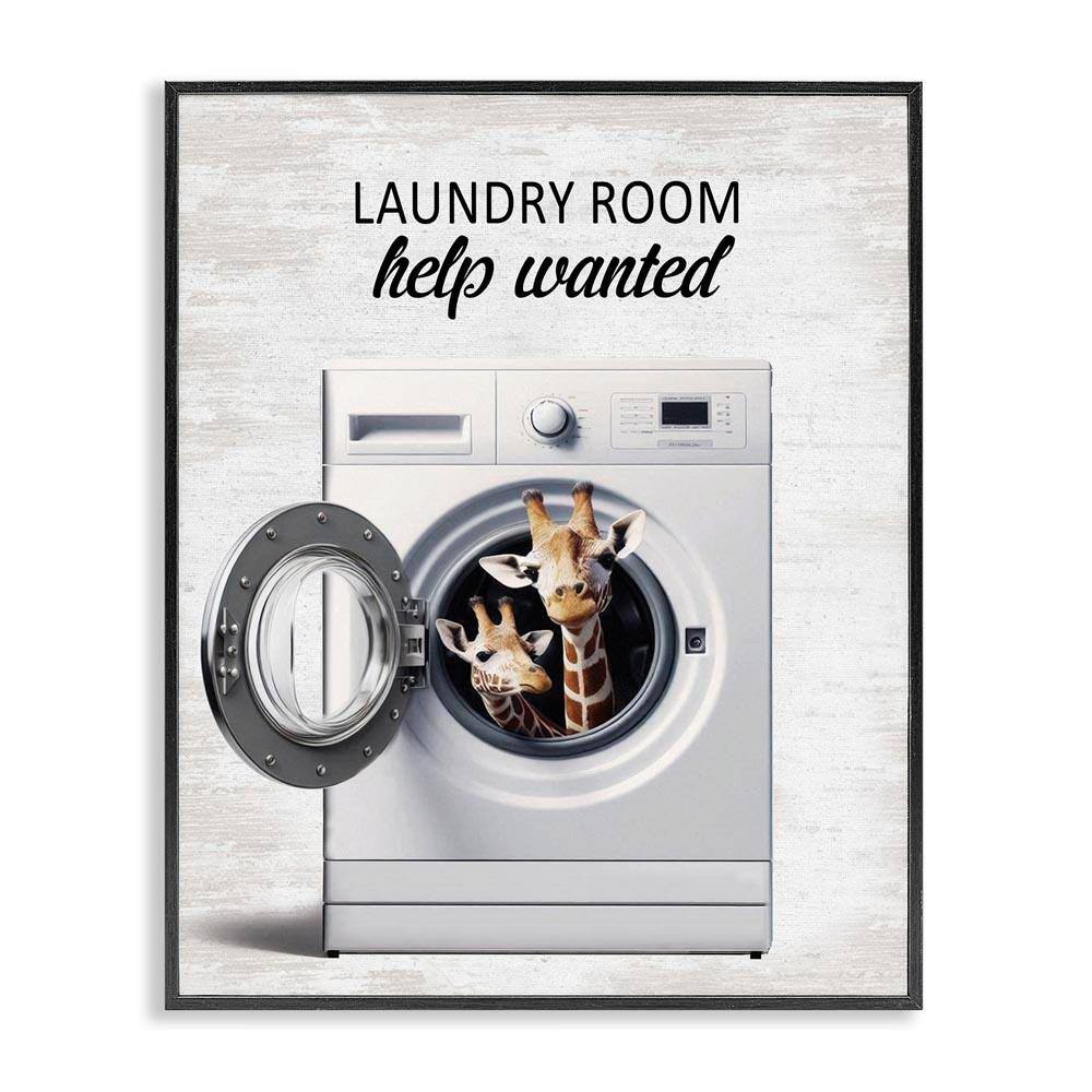 Stupell Industries Laundry Room Help Wanted by Lettered and Lined Black ...