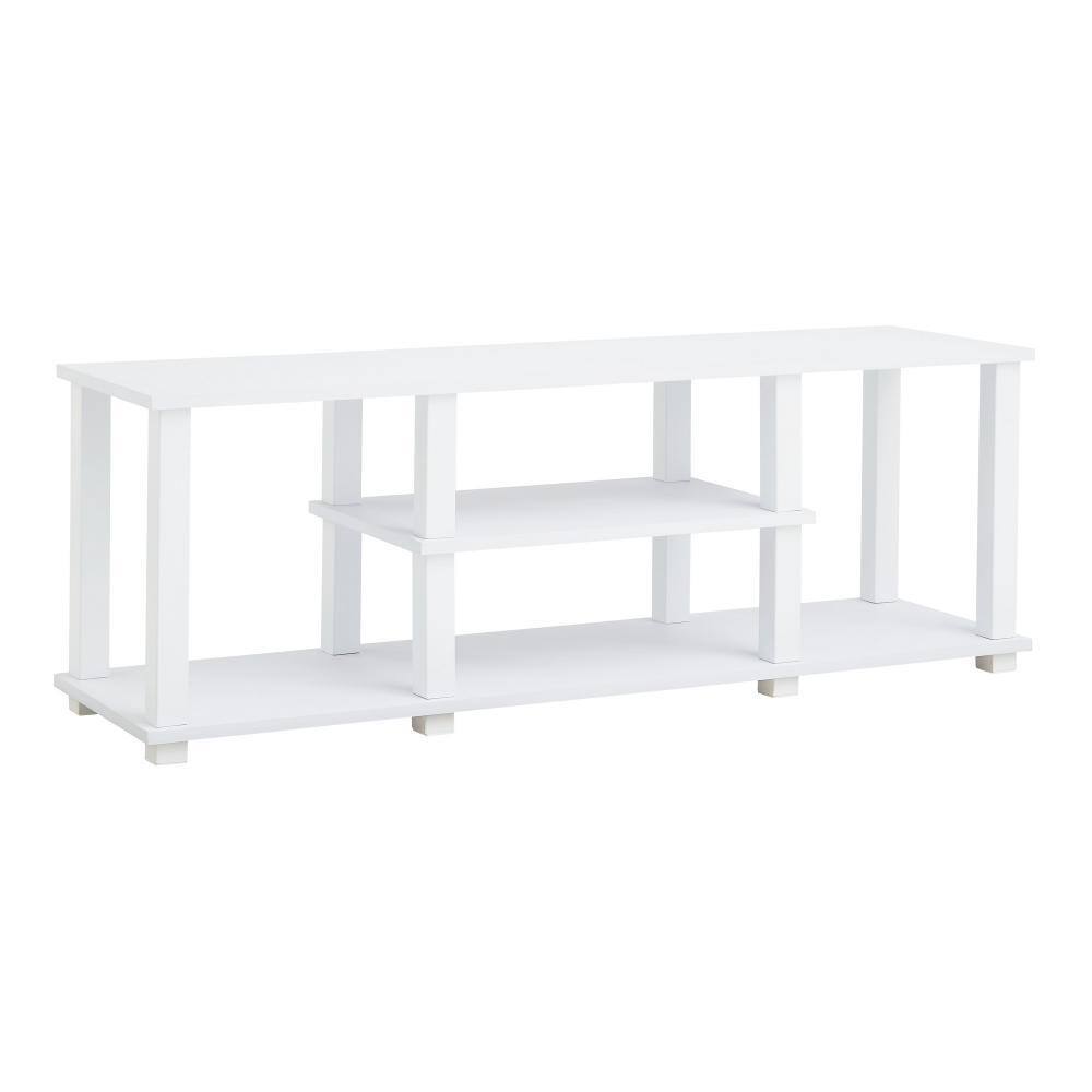 Benjara 47.25 in. White Wood TV Stand Fits TVs up to 50 in. with Open ...