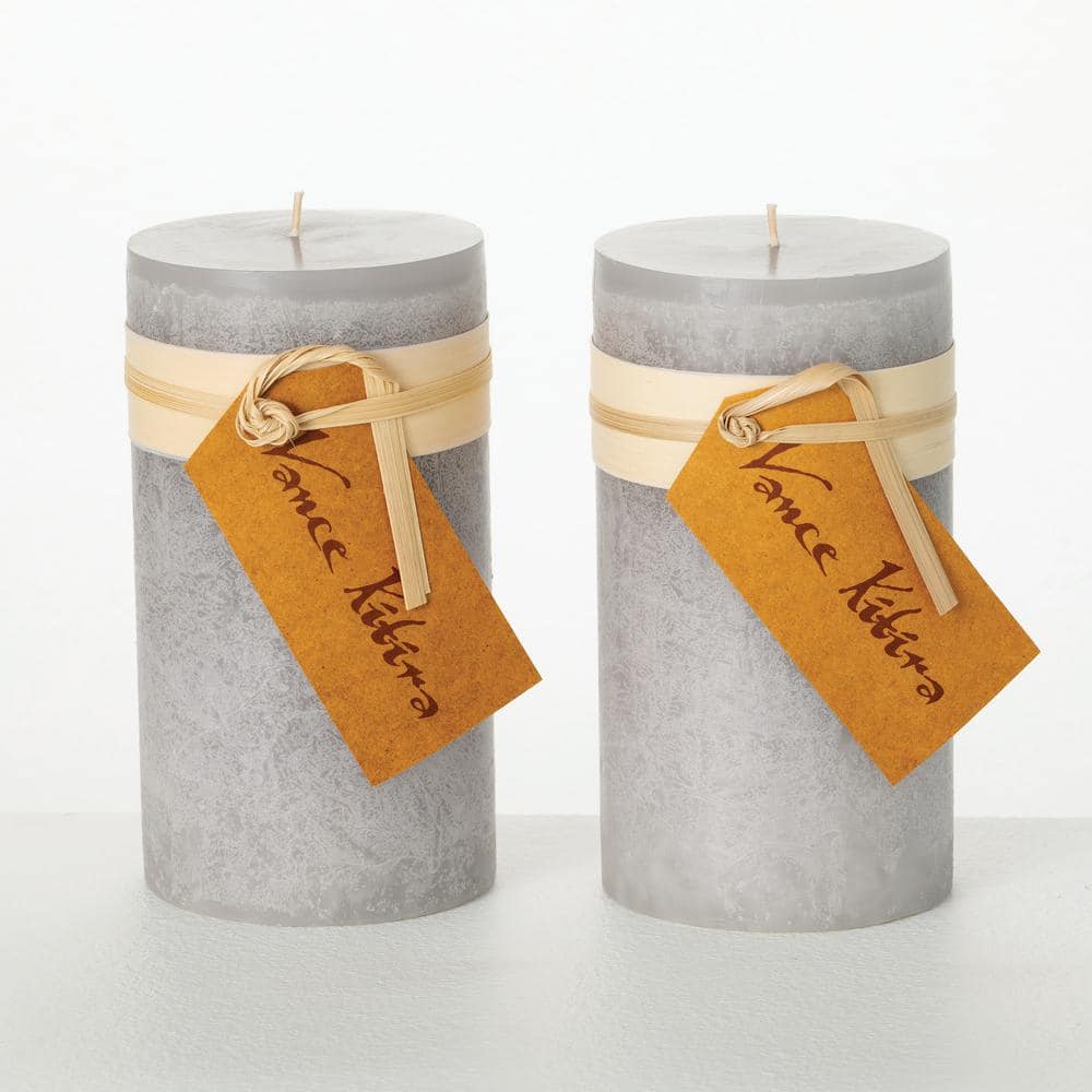 Reviews for Vance Kitira 6 in. Dove Gray Pillar Candles - Set of 2 | Pg ...