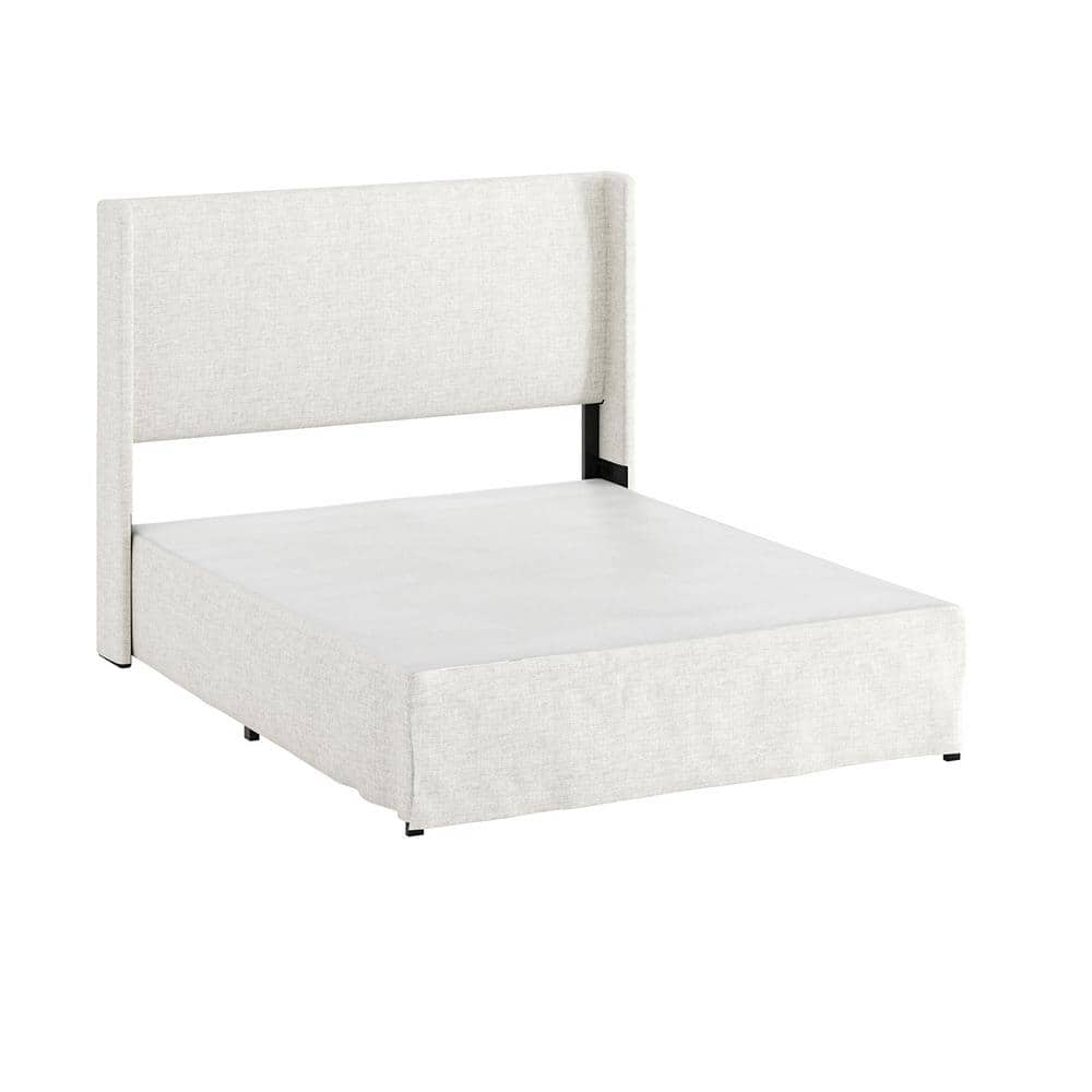 JAYDEN CREATION Raymond 2-Piece Ivory Wingback Design Queen Bedroom Set ...