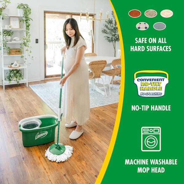 Libman Tornado Spin Mop with Bucket Cleaning System, Microfiber Spin ...