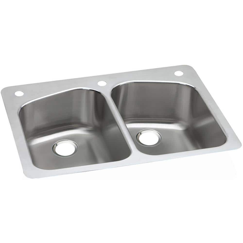 Elkay Dayton 33 in. Drop-In/Undermount Double Bowl 18-Gauge Stainless ...