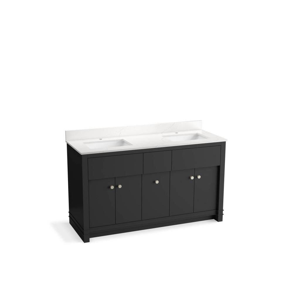 Reviews for KOHLER Alouette 60 in. Ferrous Grey Bath Vanity Cabinet with Sinks and Quartz Top ...