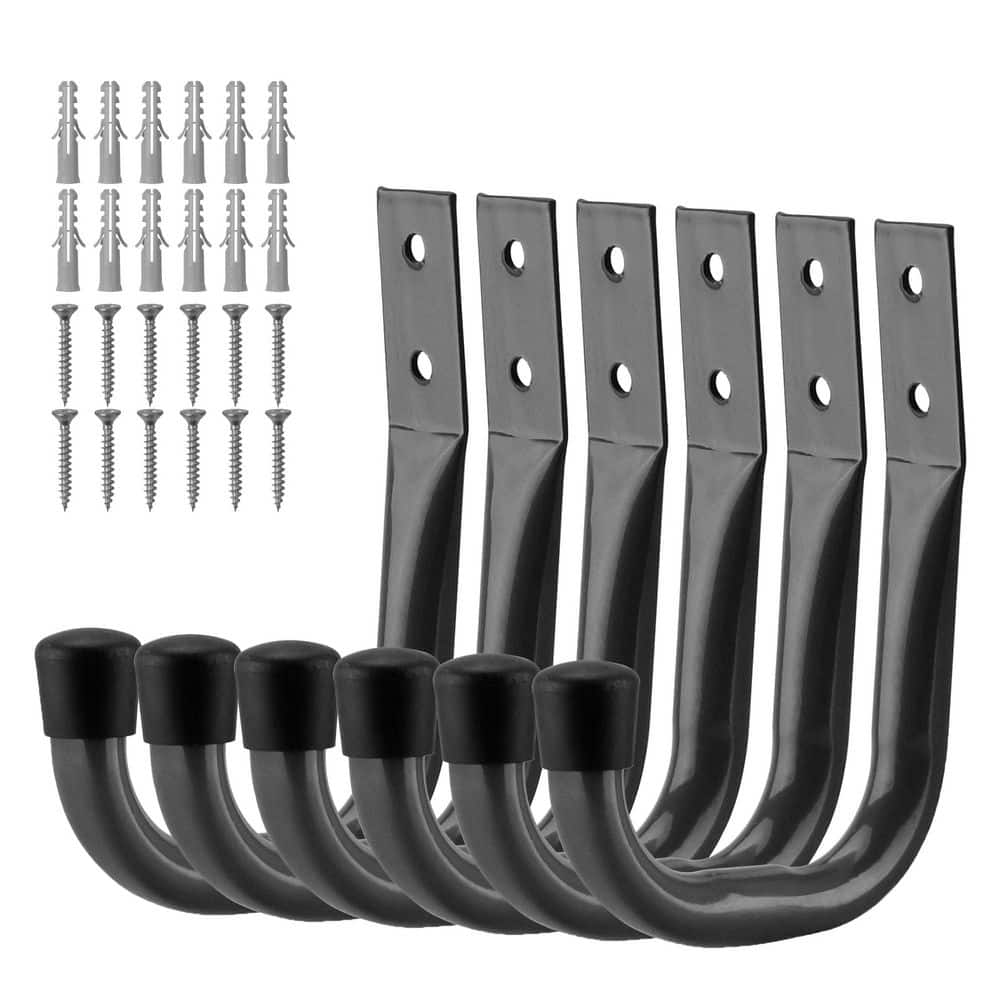 6 Pieces 4. 37in Black Metal Heavy Duty Utility Hooks for Wall Hanging ...