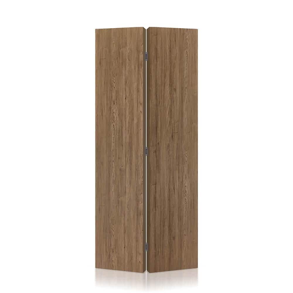 CALHOME 24 in. x 92 in. Hollow Core Walnut Composite Texture Bi-Fold ...