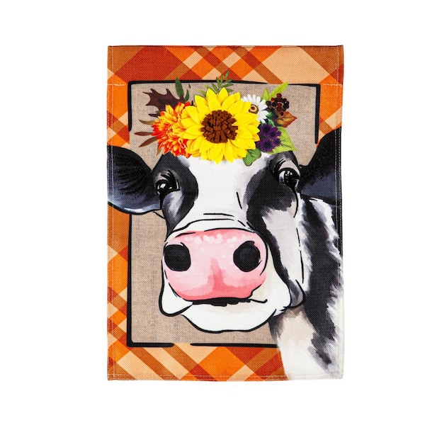 Evergreen 1 ft. x 1-1/2 ft. Fall Cow Garden Burlap Flag 14B10452 - The ...