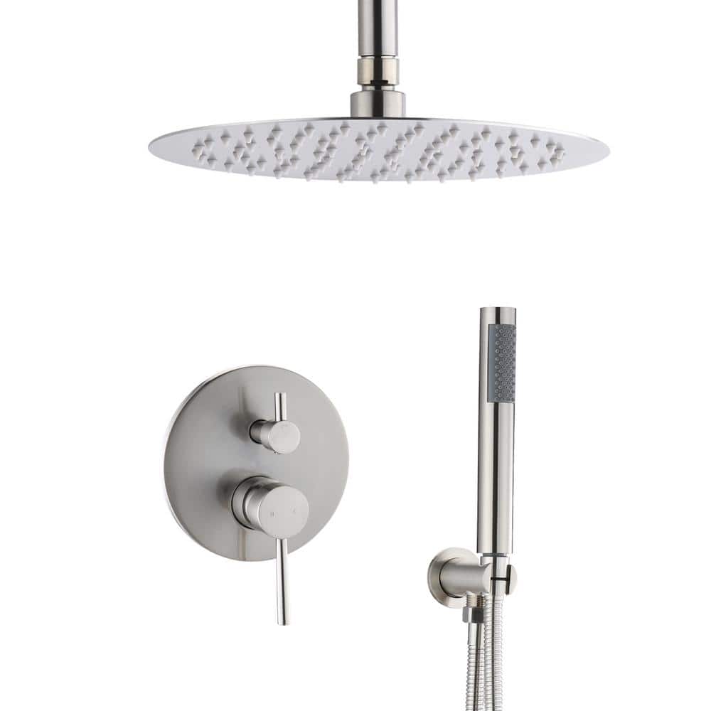PROOX 2-Handle 2-Spray Round High Pressure Shower Faucet 10 in. Ceiling ...