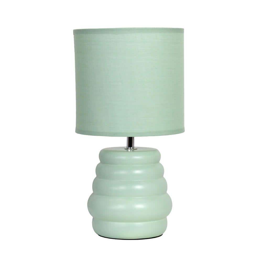 Simple Designs 12.68 Stacked Ceramic Table Lamp, Light Green Base with ...
