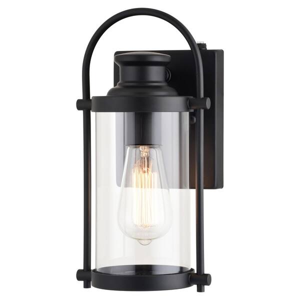 VAXCEL Winfield 1 Light Dusk to Dawn Matte Black Outdoor Wall Lantern ...