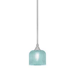 Sparta 100-Watt 1-Light Brushed Nickel Shaded Pendant Light Mini ...