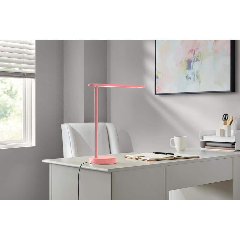 Hampton Bay 21 in. Pink Task Lamp LED with 5-Volt 2 Amp USB with Night ...